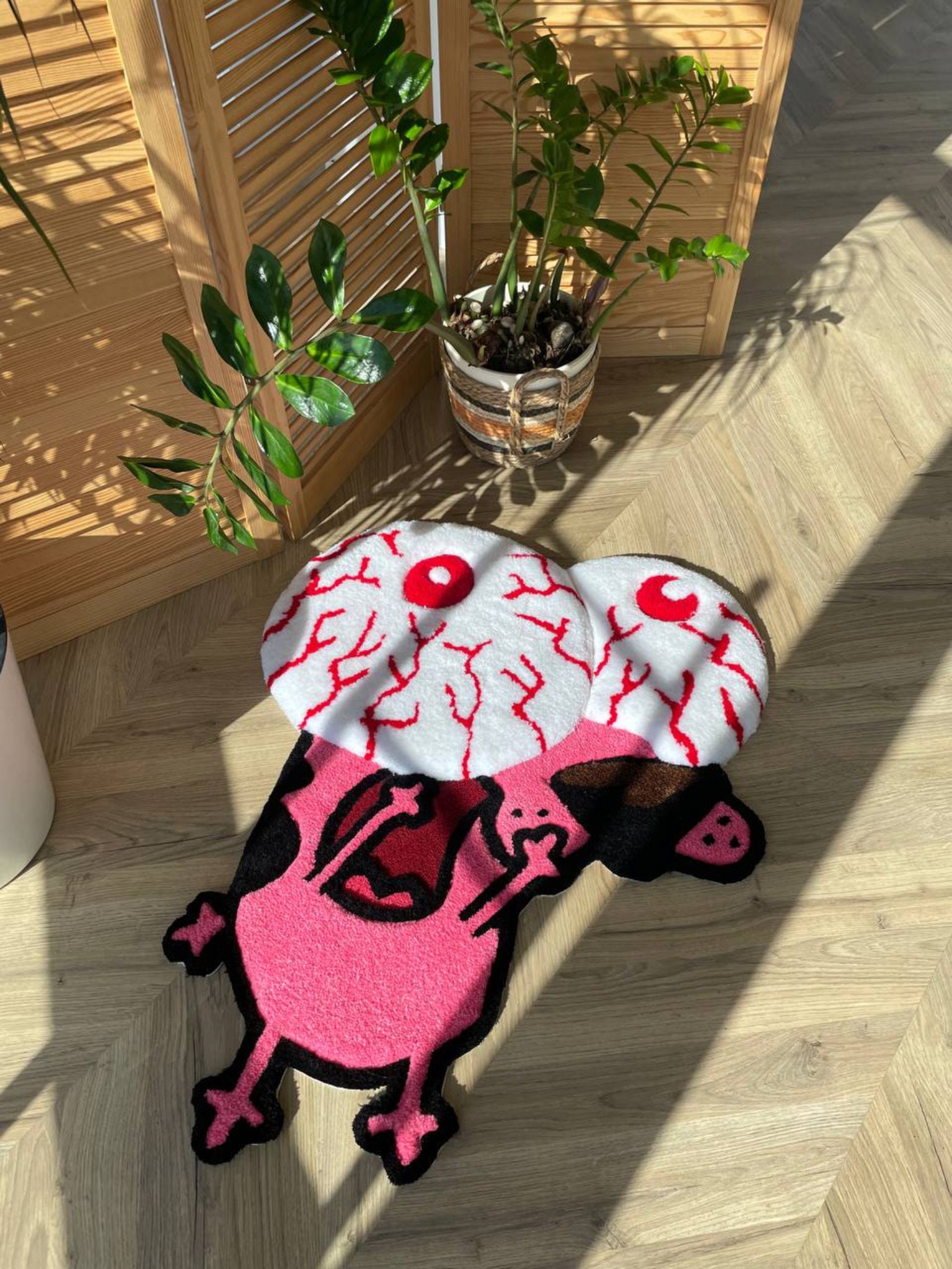 3d Fluffy Courage Dog Rug, Cowardly Dog With 3d Eyes Tufted Handmade ...