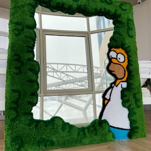 Homer Simpson in Bushes Mirror Frame: Fluffy Rug Frame - Etsy