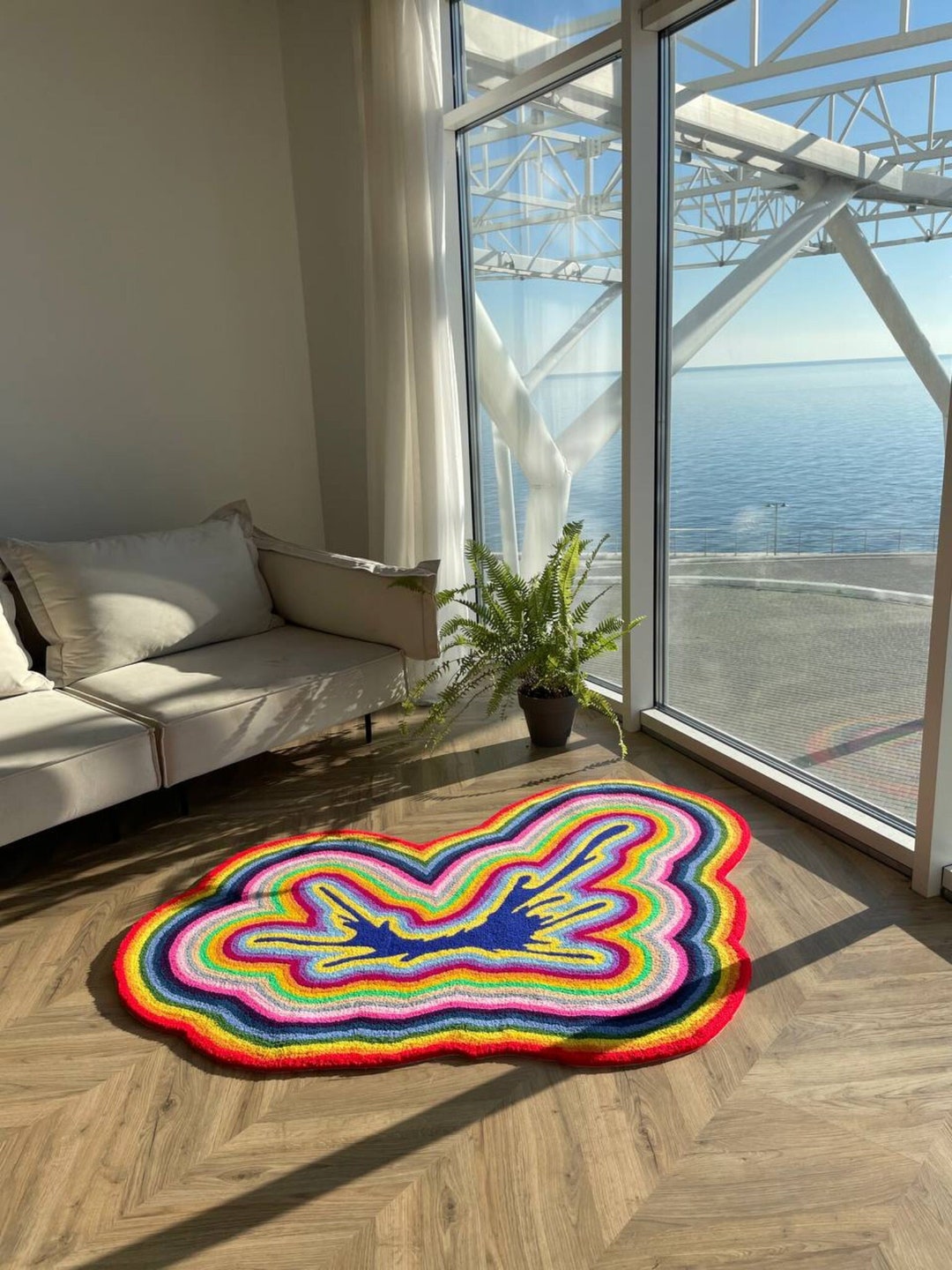 Abstract Tufted Rug, Liquid Shape Carpet, Abstract Handmade Rug ...