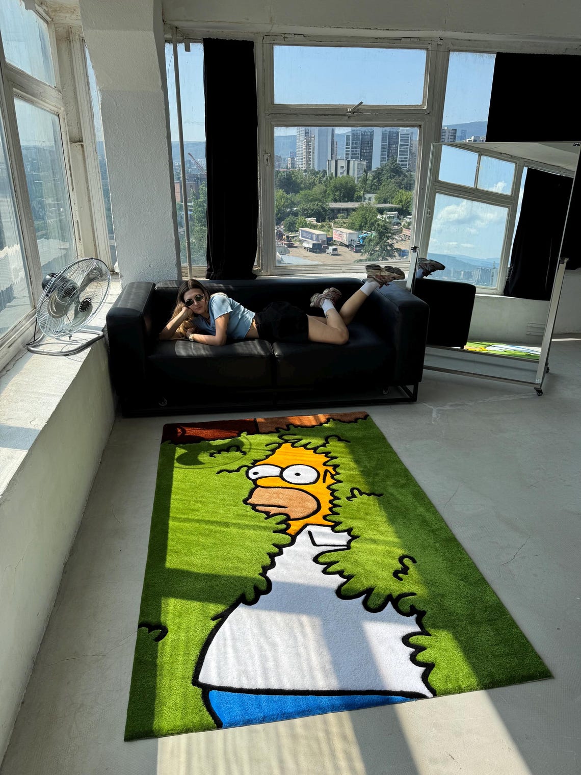 Homer in the Bushes Custom Tufted Rug, Living Room Wool Luxury Carpet ...