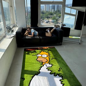 Homer in the Bushes Custom Tufted Rug, Living Room Wool Luxury Carpet ...