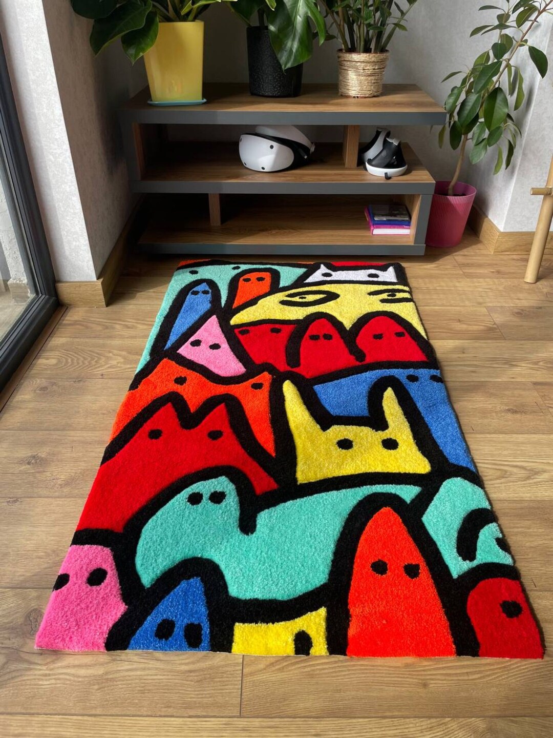 Funny Cats Rug, 3d Colourful Carpet, Abstract Handmade Rug, Abstract ...