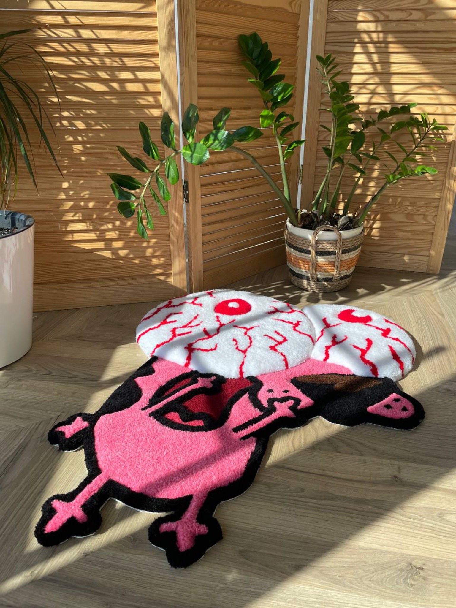 3d Fluffy Courage Dog Rug, Cowardly Dog With 3d Eyes Tufted Handmade ...