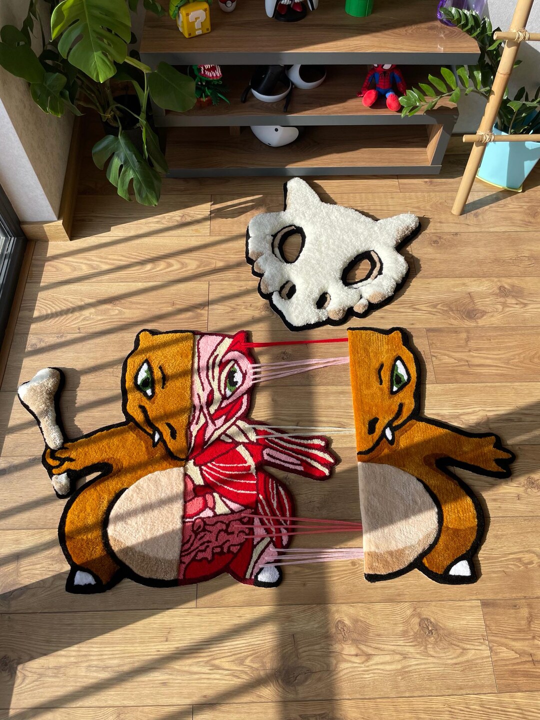 Cubone Skeleton Rug: Handmade Fluffy 3D Wool Rug With Moving Parts - Etsy