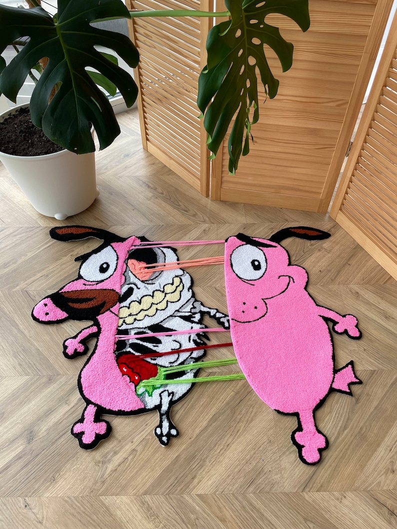 Courage the Cowardly Dog Rug: Handmade Tufted Skeleton Rug - Etsy