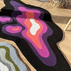Abstract Tufted Rug, Liquid Shape Carpet, Abstract Handmade Rug ...