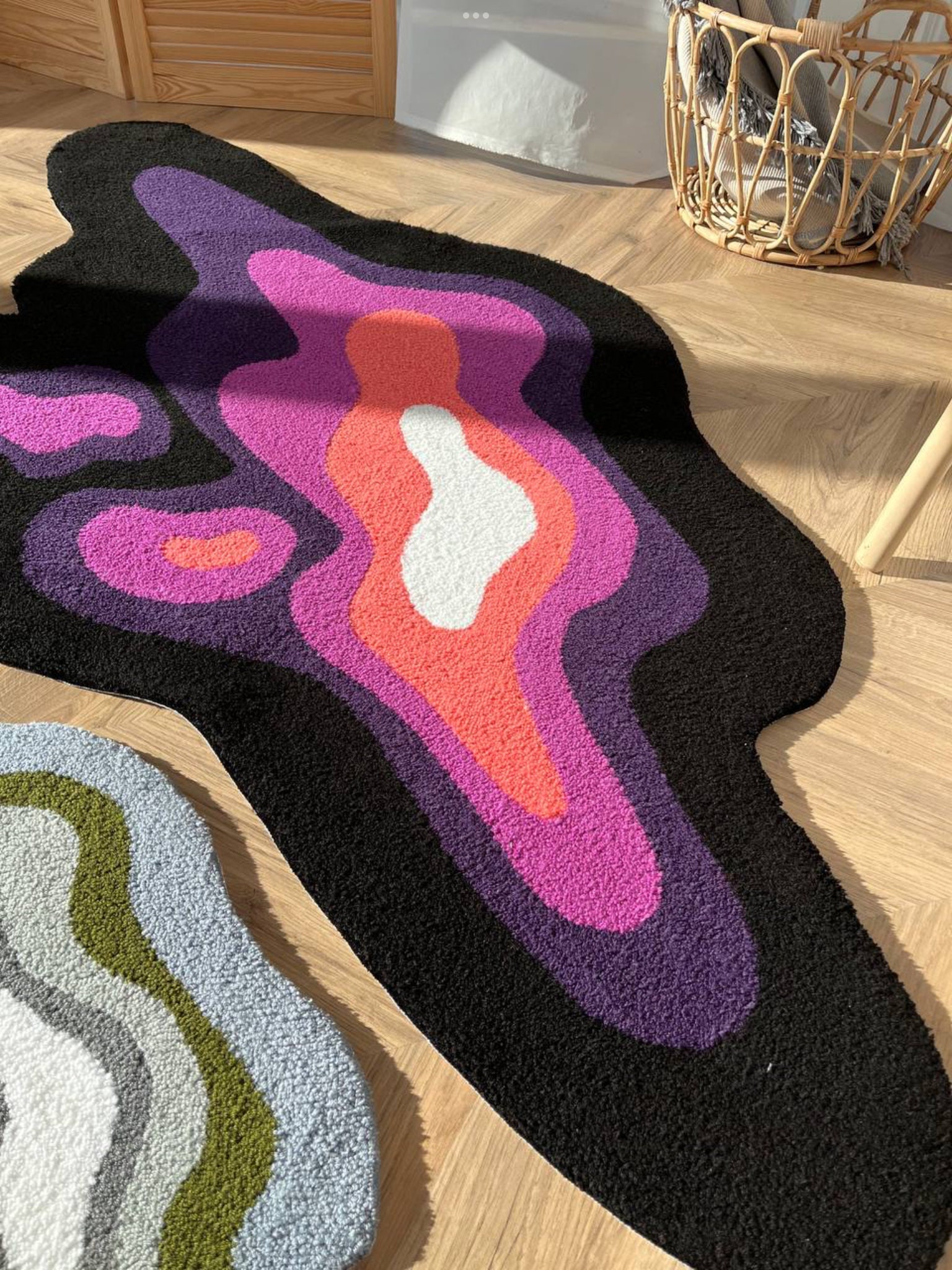Abstract Tufted Rug, Liquid Shape Carpet, Abstract Handmade Rug ...