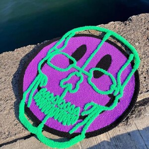 3d Skull Tufted Rug, Handmade Tufted Custom Rug, Smiling Face Carpet ...