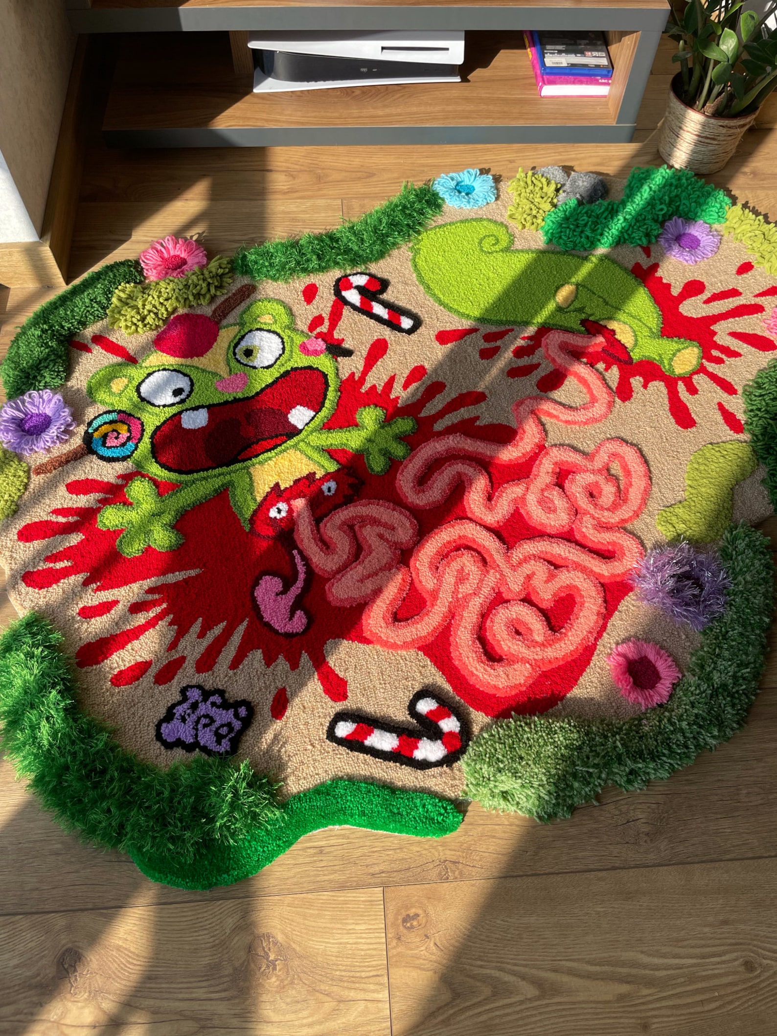 Landscape Tufted Custom Rug, Happy Tree Friends, Grass Carpet, Fluffy ...