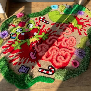 Landscape Tufted Custom Rug, Happy Tree Friends, Grass Carpet, Fluffy ...