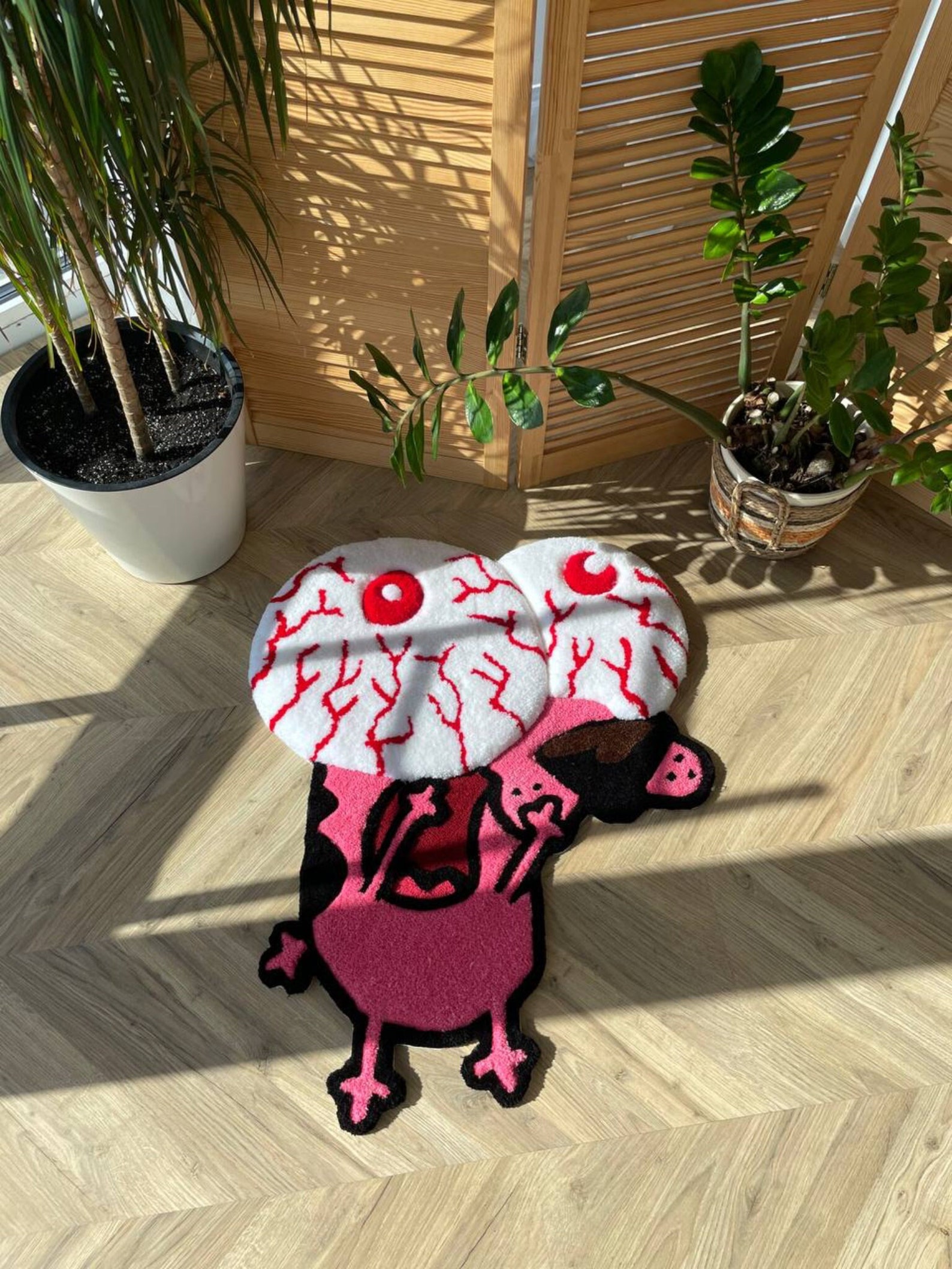 3d Fluffy Courage Dog Rug, Cowardly Dog With 3d Eyes Tufted Handmade ...