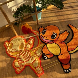 Charmander Custom Rug, Skeleton Rug, Handmade Tufted Custom Rug, Moving ...