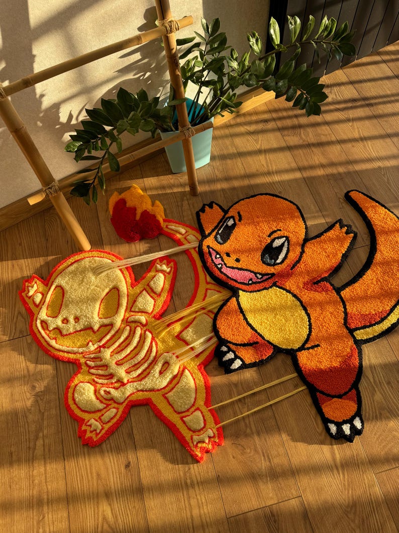 Charmander Custom Tufted Rug: Anime Skeleton Carpet - Etsy