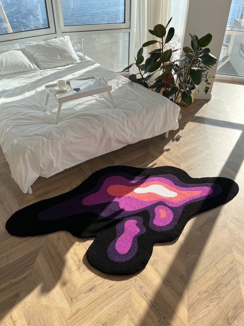 Abstract Tufted Rug, Liquid Shape Carpet, Abstract Handmade Rug ...