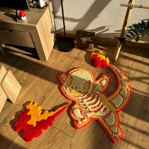 Charmander Custom Rug, Skeleton Rug, Handmade Tufted Custom Rug, Moving ...