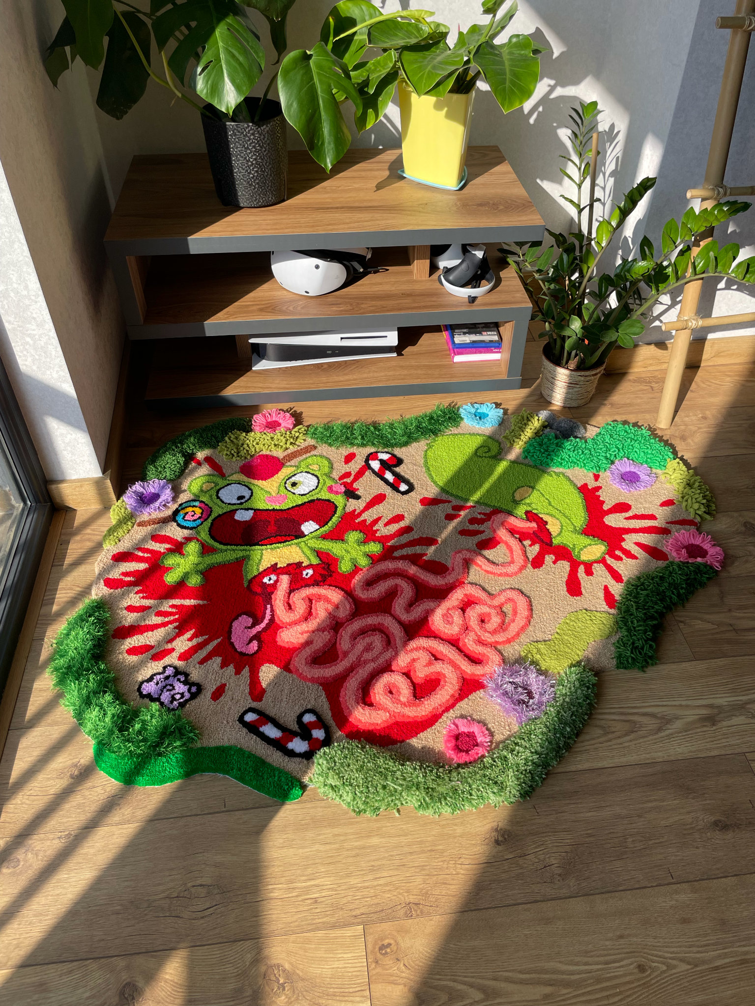 Landscape Tufted Custom Rug, Happy Tree Friends, Grass Carpet, Fluffy ...
