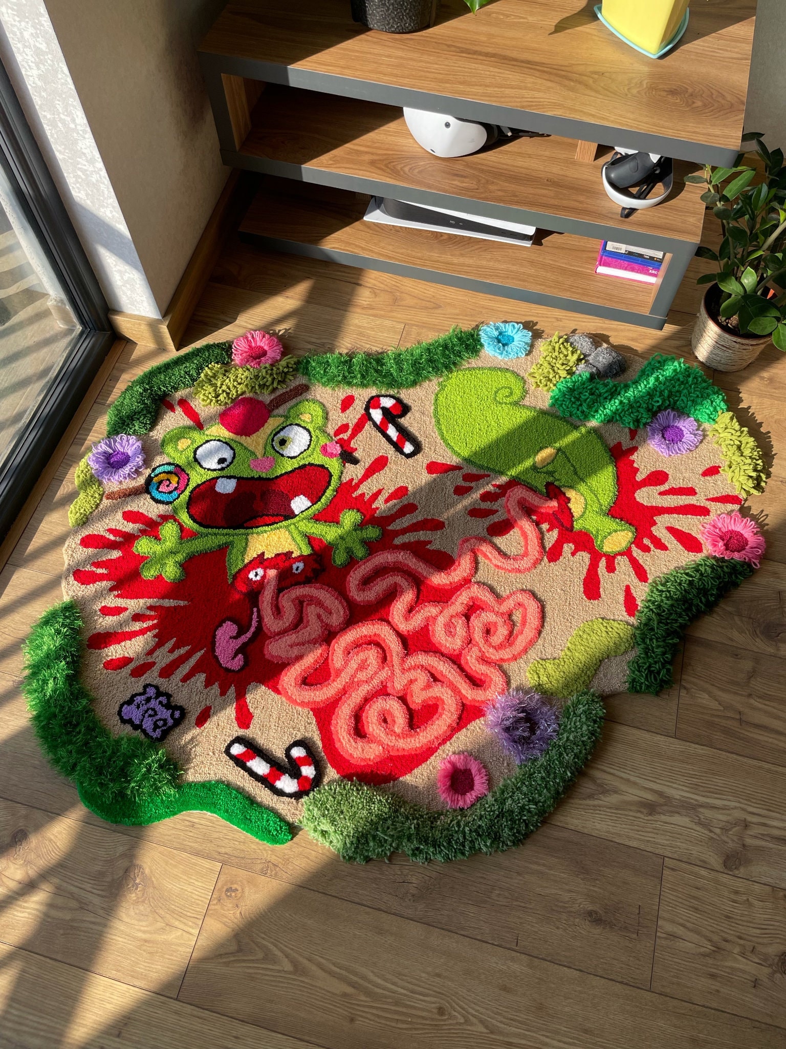Landscape Tufted Custom Rug, Happy Tree Friends, Grass Carpet, Fluffy ...