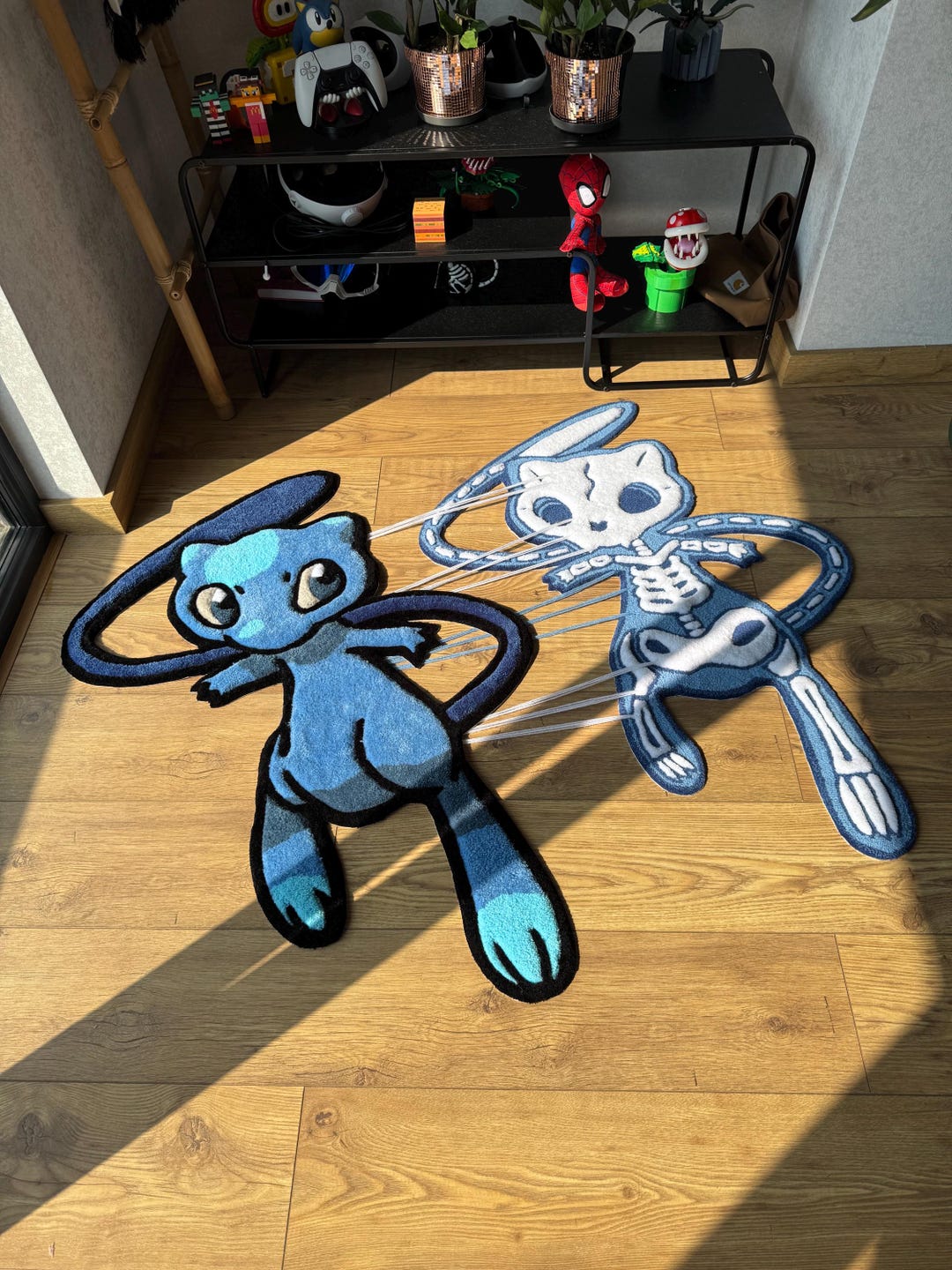 Mew Skeleton Art Rug: 3D Custom Tufted Wool Anime Rug - Etsy