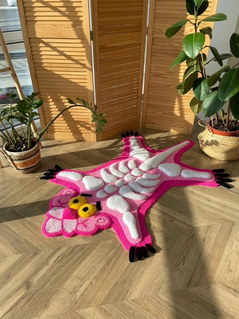 3d Pink Panther Tufted Rug, Skeleton Rug, Handmade Tufted Custom Rug ...