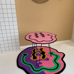 Happy Smiling Face Rug, Trippy Smile Rug, Tufted Rug, Handmade Rug ...