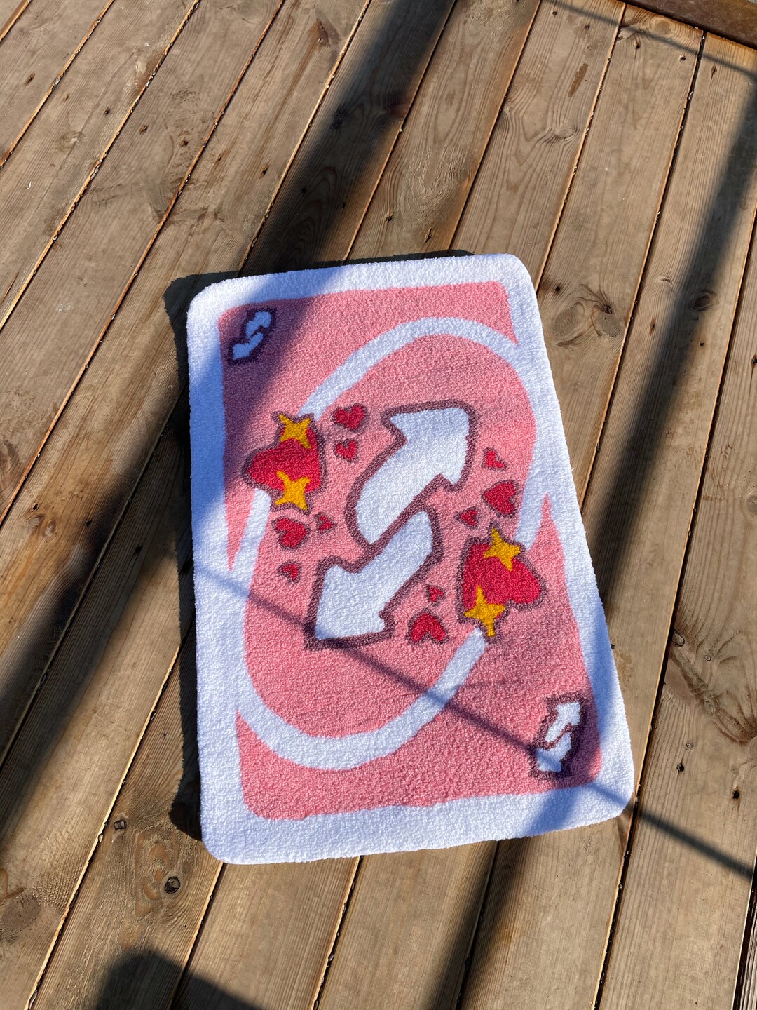 Pink Uno Card With Hearts Handmade Tufted Rug, Butterflies Custom Rug ...