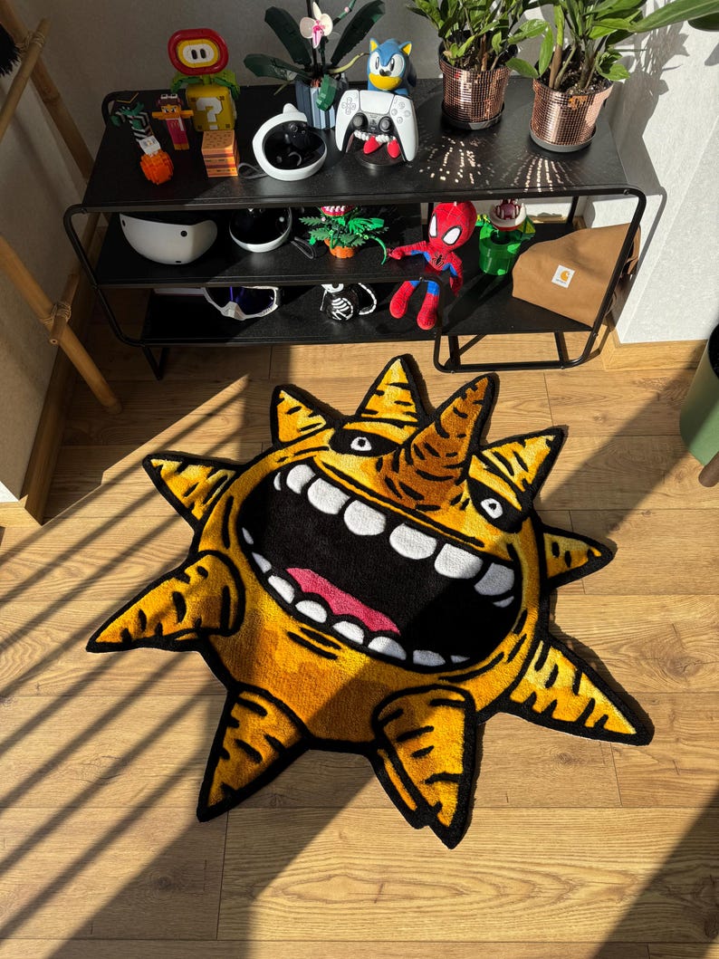 Handmade Custom Sun Wool Rug: Tufted Anime Carpet - Etsy