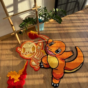 Charmander Custom Rug, Skeleton Rug, Handmade Tufted Custom Rug, Moving ...