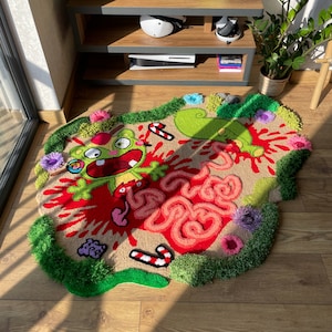 Landscape Tufted Custom Rug, Happy Tree Friends, Grass Carpet, Fluffy ...