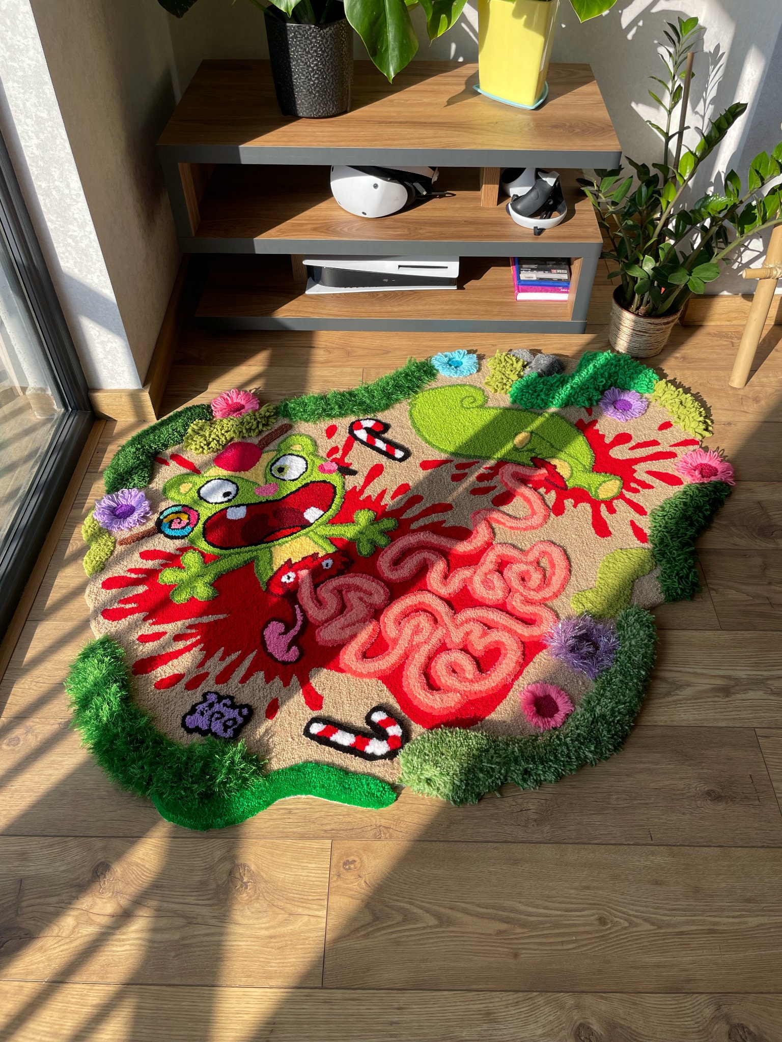 Landscape Tufted Custom Rug, Happy Tree Friends, Grass Carpet, Fluffy ...