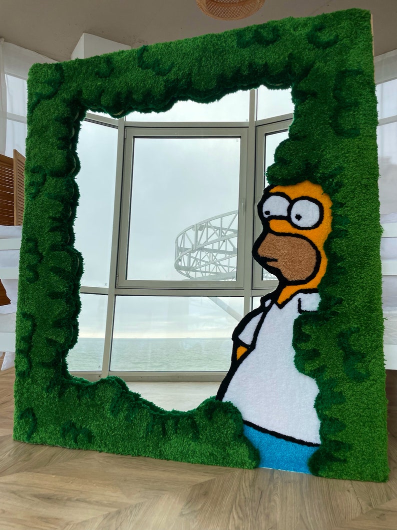 Homer Simpson in Bushes Mirror Frame: Fluffy Rug Frame - Etsy UK
