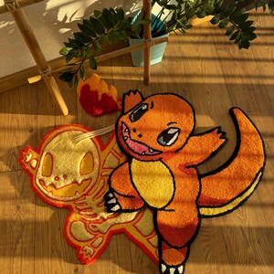 Charmander Custom Rug, Skeleton Rug, Handmade Tufted Custom Rug, Moving ...