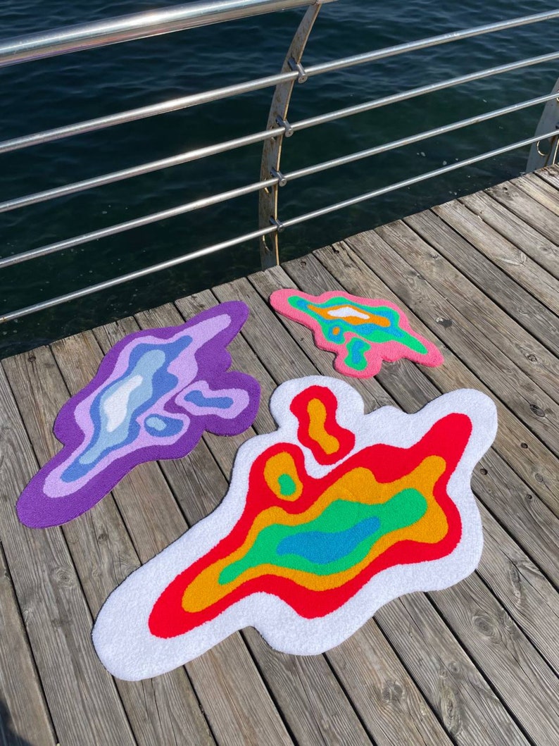 Abstract Tufted Rug, Liquid Shape Carpet, Abstract Handmade Rug ...