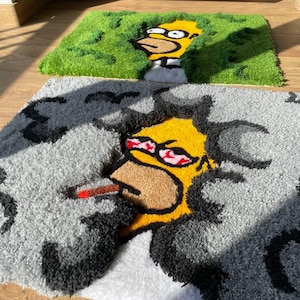Homer in the Bushes Rug, 4:20 Fluffy Custom Rug 3d Tufted Carpet ...