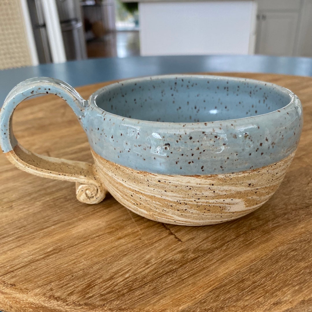 Ceramic Blue Tea Cup, Blue Marbled Coffee Mug, Handmade Pottery Tea Cup ...
