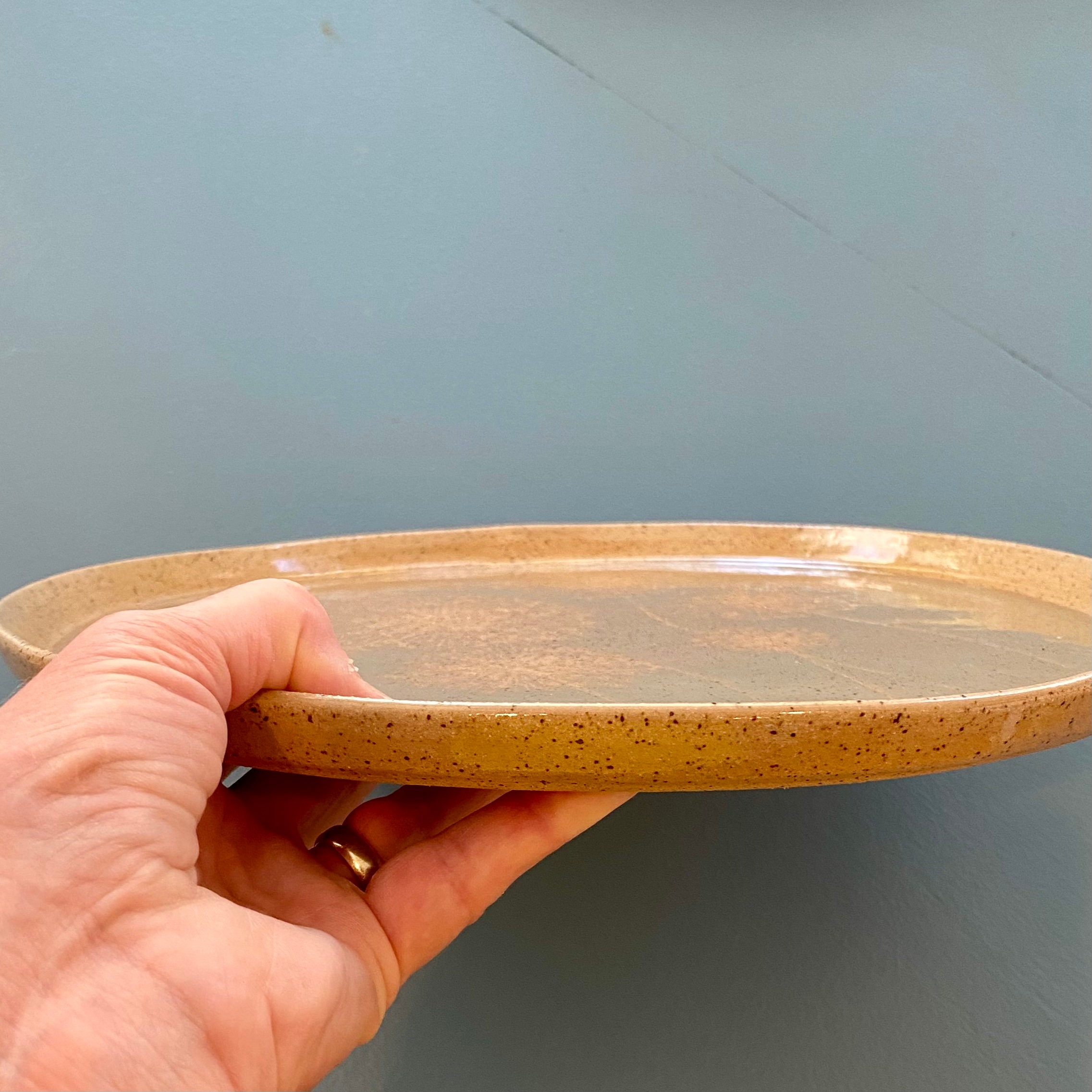 Large Decorative Platter, 12 Hand Carved Display Plate, Ceramic ...