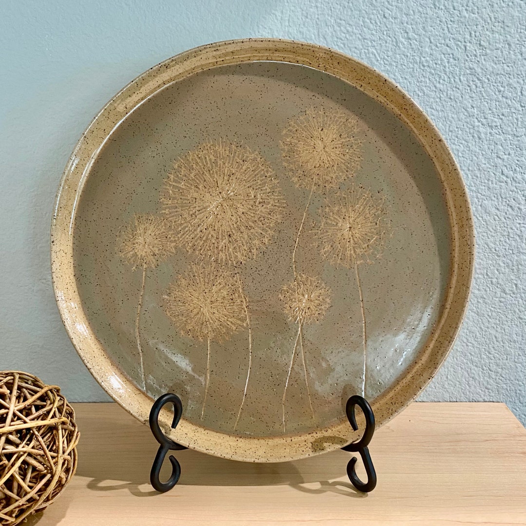 Large Decorative Platter, 12 Hand Carved Display Plate, Ceramic ...