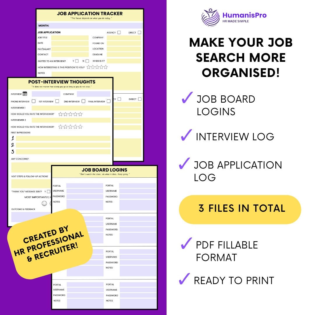Ultimate Job Search Organiser Bundle | Job Search Toolkit Tracker ...