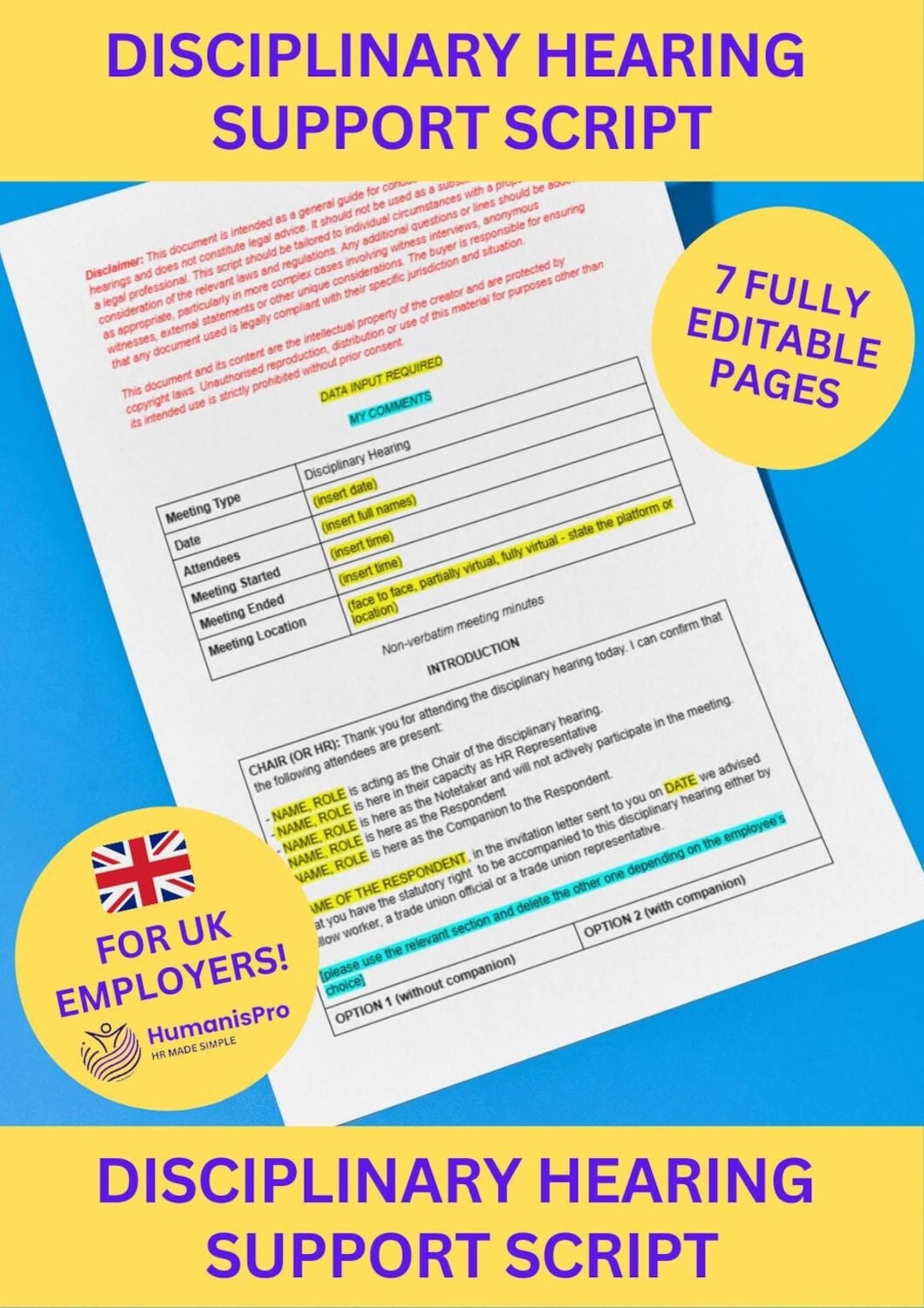 Fully Editable Disciplinary Meeting Script Word & Google Docs Format ...