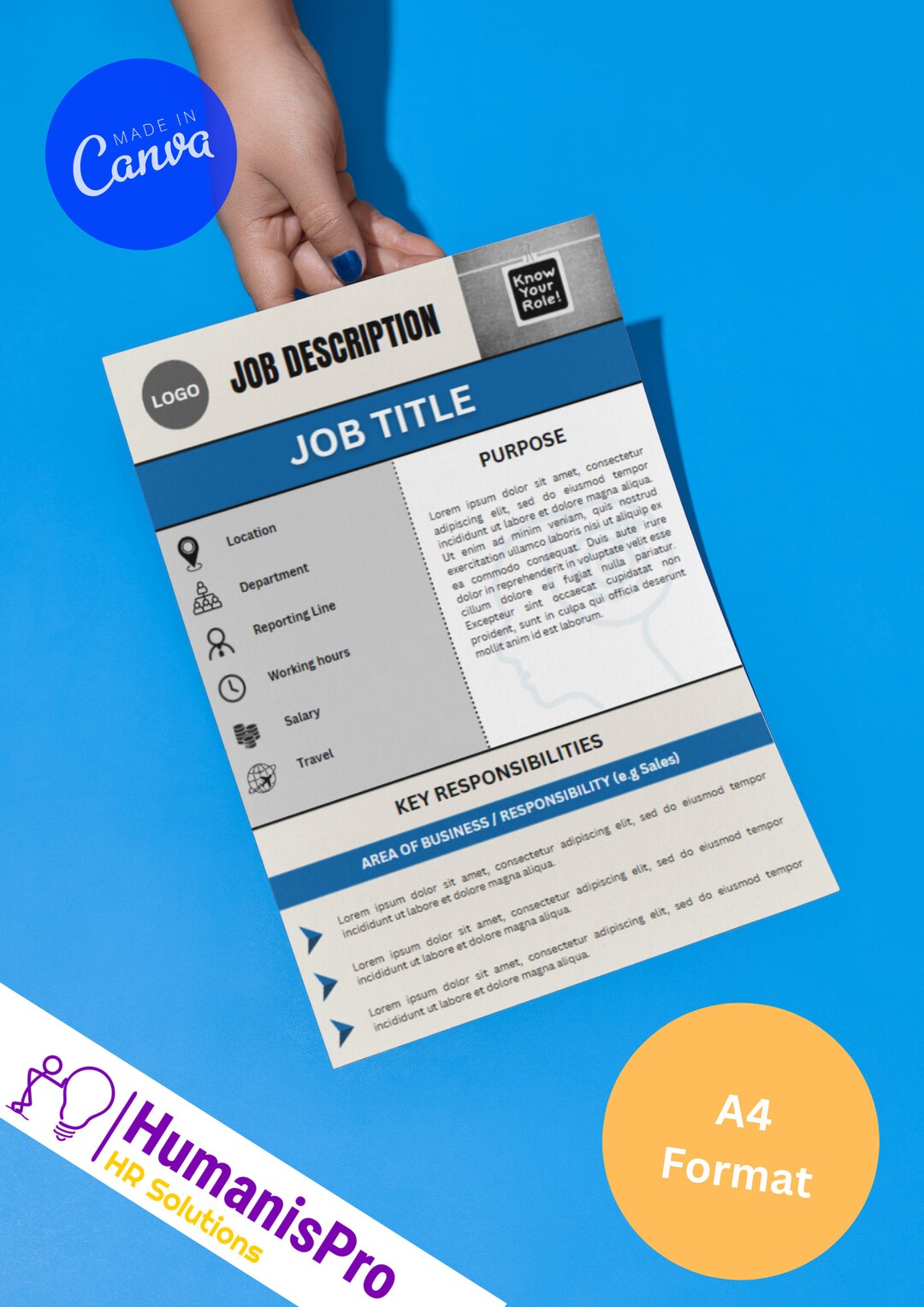 Job Description Template Canva / Post-recruitment Role Specification ...