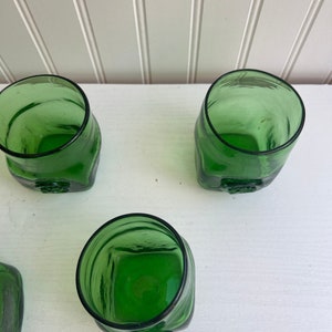 Set of 5 Handblown Green Glass Tumblers Embossed Wave Stamp Design ...