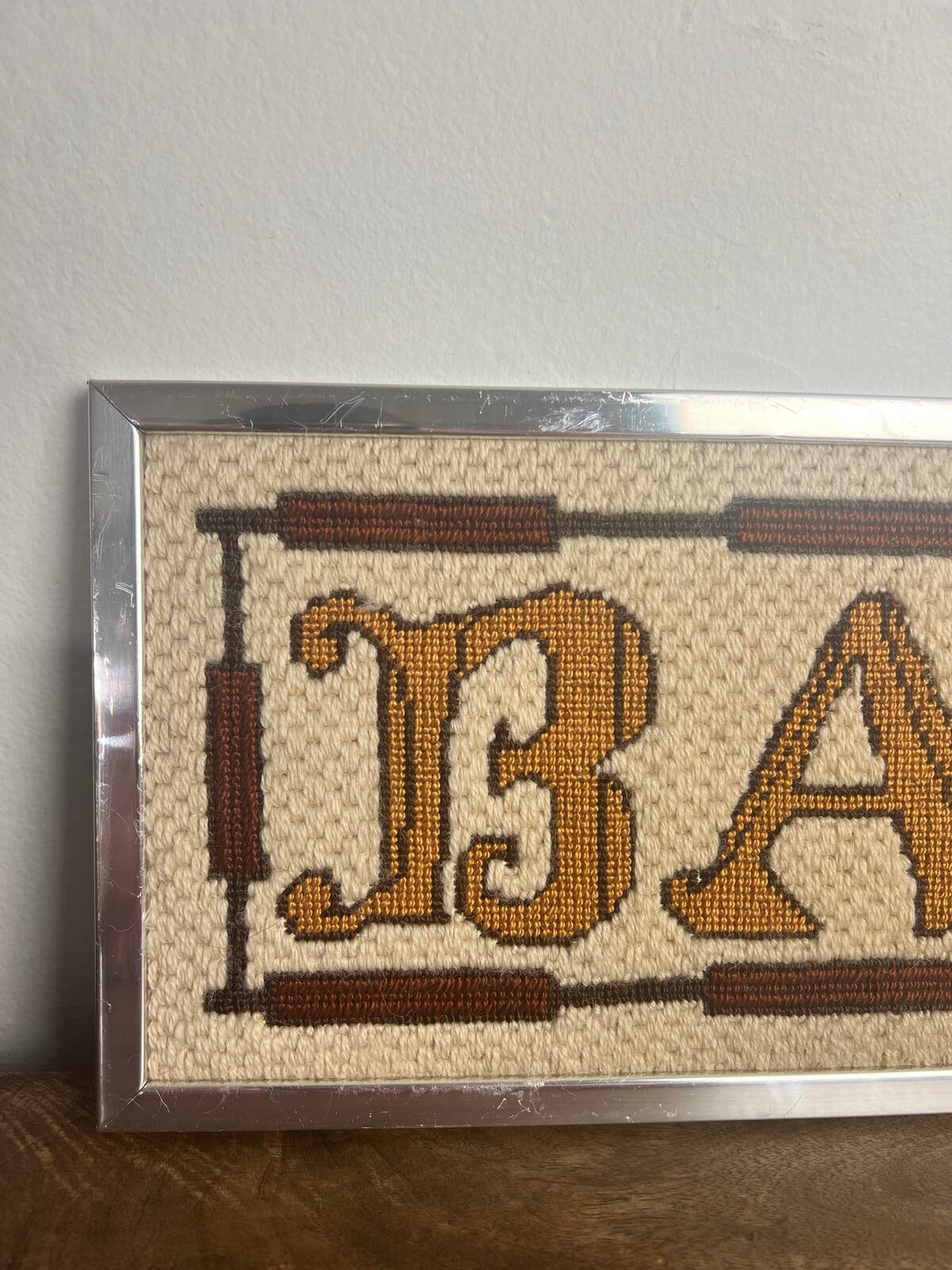 Vintage Needlepoint Bar Hanging Sign Silver Framed Bar Cart Decor - Etsy