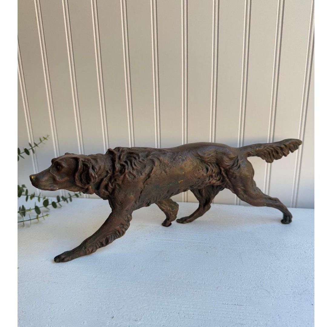 Vintage Bronze Irish Setter Dog Statue | Metal Hunting Dog Sculpture ...