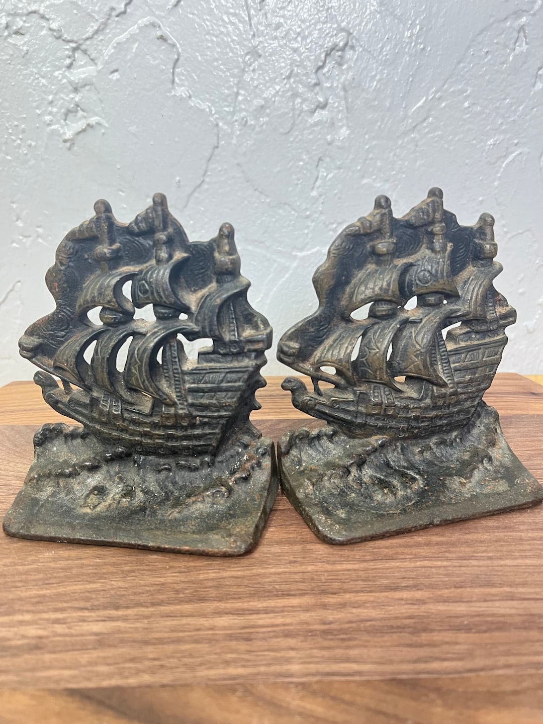 Vintage Nautical Ship Bookends Cast Iron Heavy - Etsy