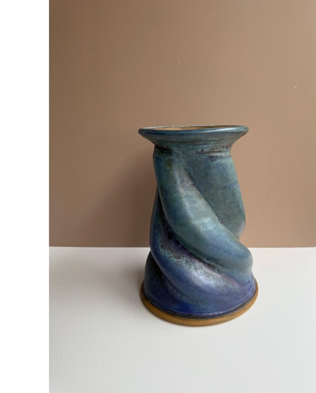 Studio Pottery Large Open Ended Vessel Vase With Large Turned Curves ...
