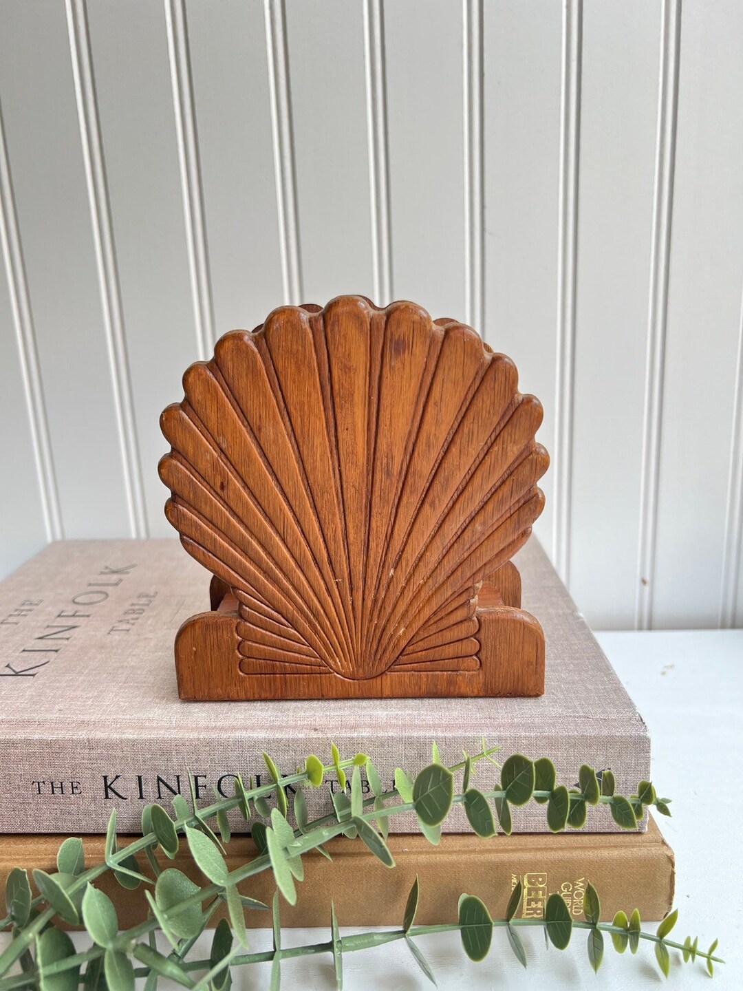 Vintage Wooden Seashell Napkin Holder | Coastal-themed Table Decor - Etsy