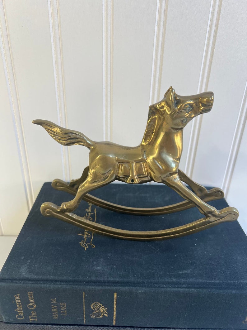 Vintage Solid Brass Rocking Horse Pony Figurine Equestrian Decor - Etsy