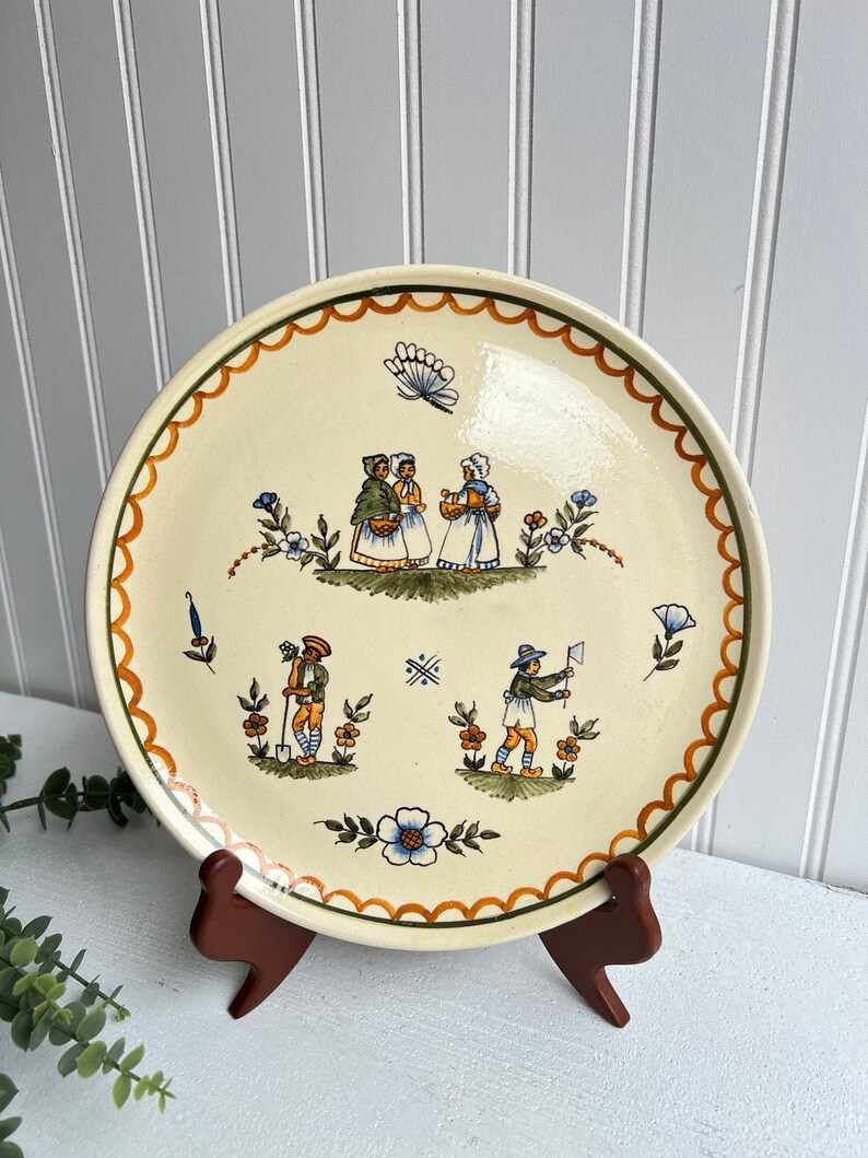 Vintage Moustiers Faience Wall Plate Hand-painted French Porcelain ...