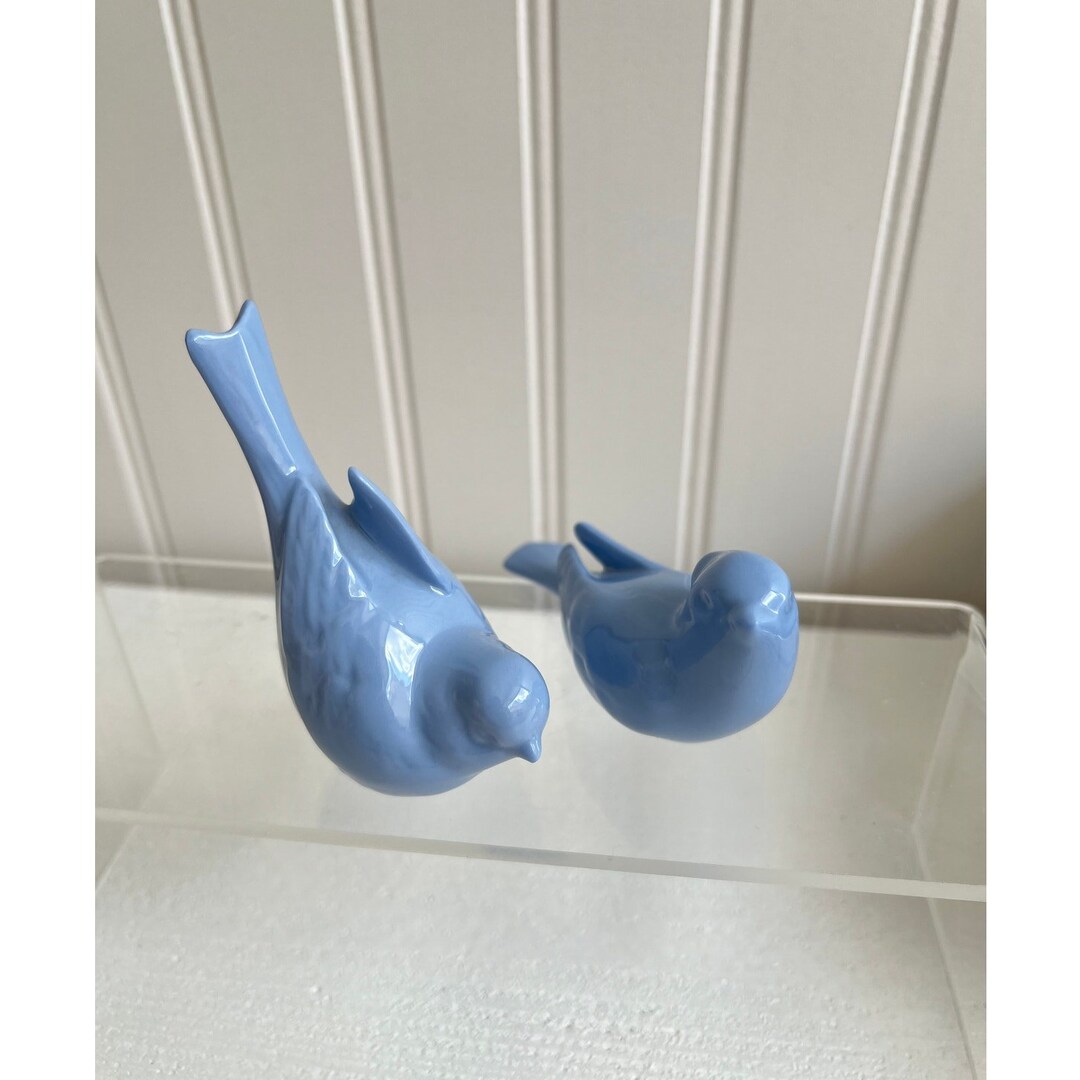 Set of 2 Rare Lenox Blue Bird Porcelain Figures | 1930s Lenox Blue ...
