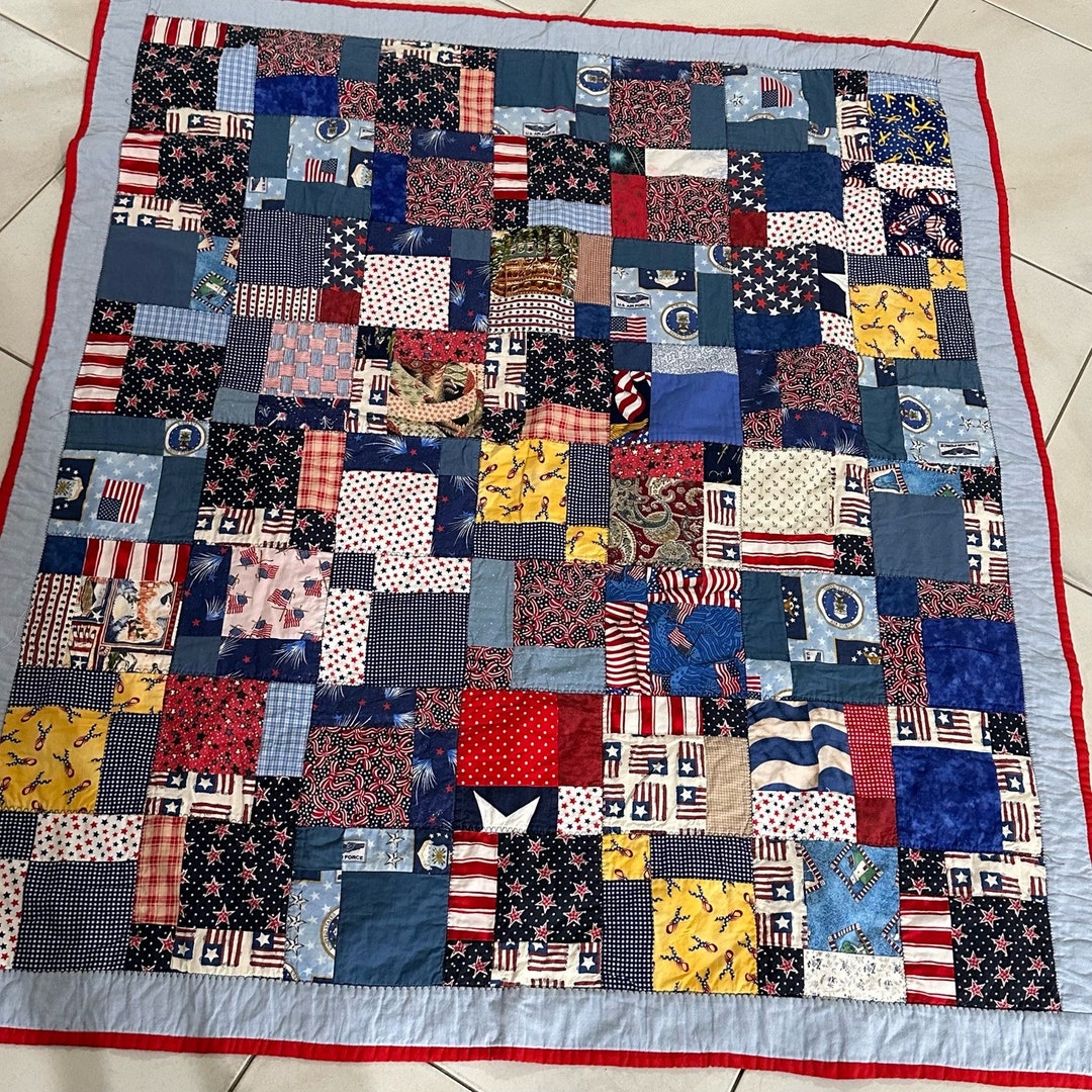 Vintage Patriot Americana Patchwork Throw Quilt Handmade Americana Flag ...