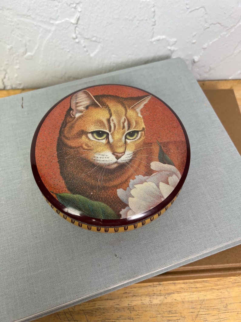 Vintage Hallmark Cards Orange Tabby Cat Metal Tin With Lid Round ...